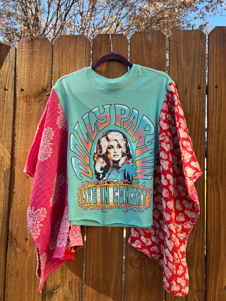 *remake* KANTHA TEE KAFTAN // open size DOLLY PARTON turquoise – WingostarrJewelryStudio